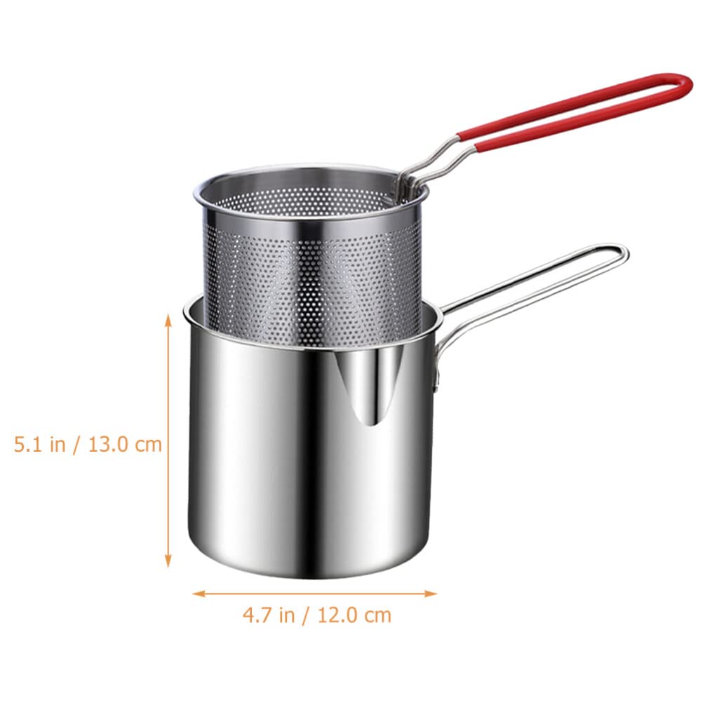 Stainless Steel Deep Frying Pot: Small Deep Fryer Japanese Tempura Fish Fry Pan with Basket Deep Fryer Pot Perfect For Frying Fish Shrimp