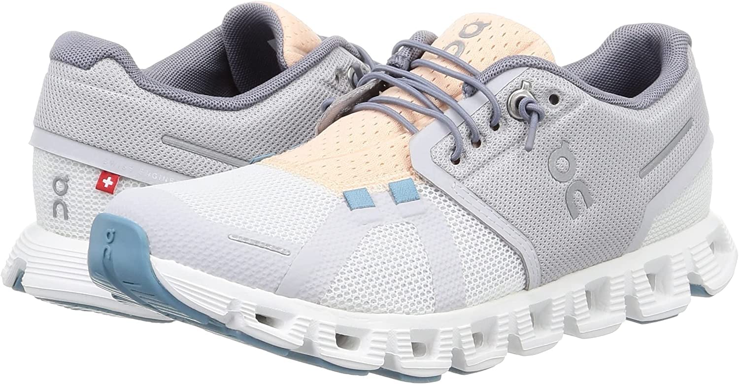 ON Women's Cloud 5 Push Sneakers, Glacier/Undyed White, 6.5