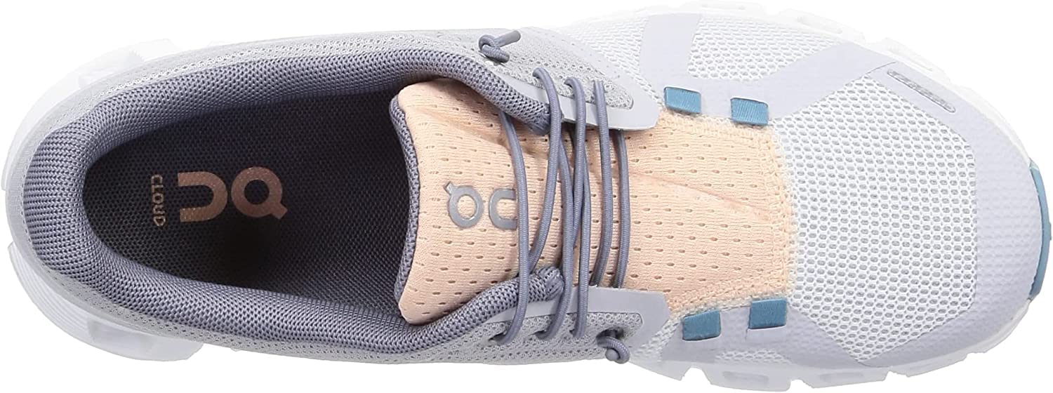 ON Women's Cloud 5 Push Sneakers, Glacier/Undyed White, 6.5