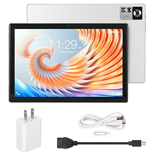 10.1in Tablet, 8GB RAM 256GB ROM 100‑240V Tablet PC USB C Charging Port Front 800W Rear 1600W White for School for Office for Students (US Plug)