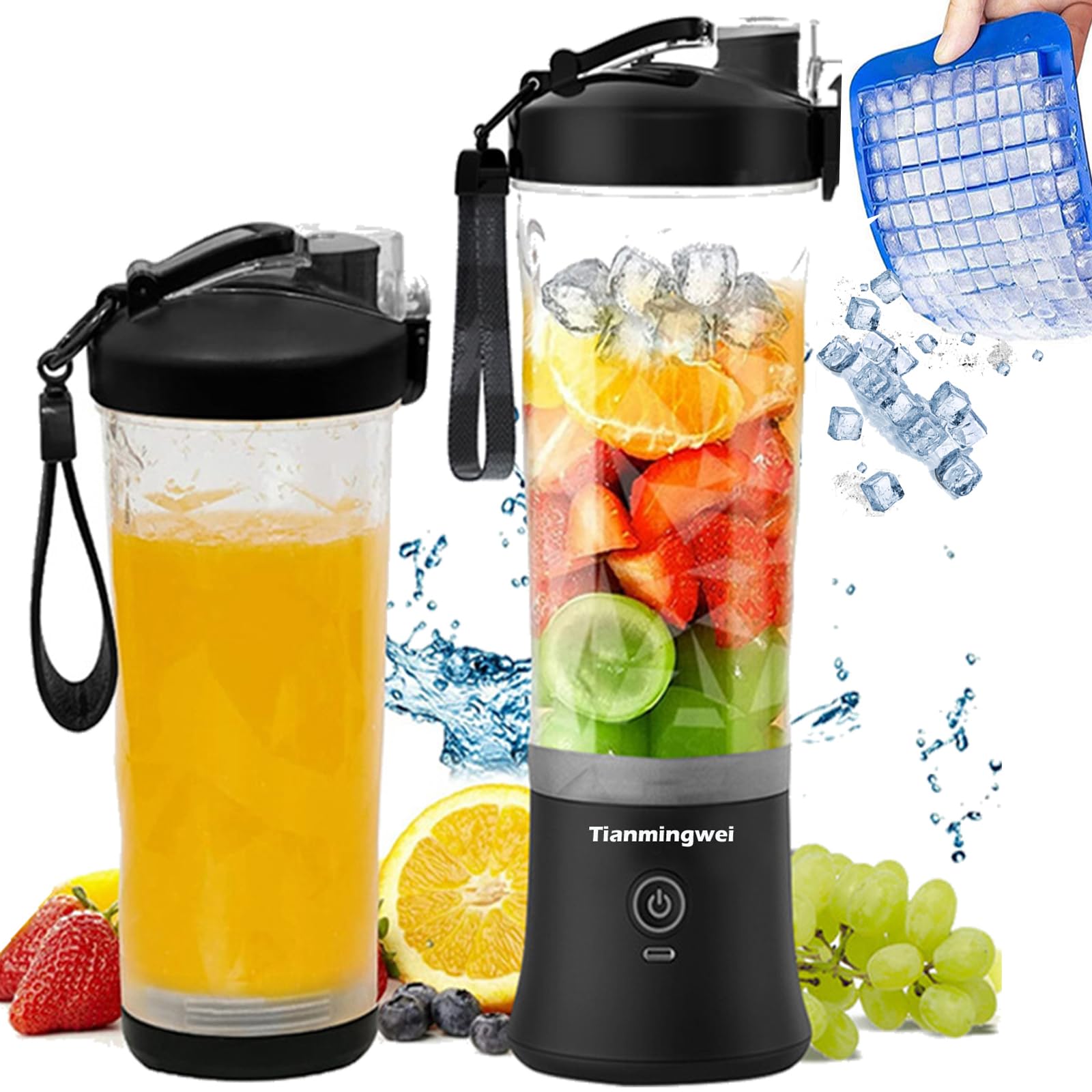 Tianmingwei Portable Blender 20oz USB Rechargeable Cup Juice Lemon Vegetables Fruit Milkshake Smoothie Reamers Bottle Making it Perfect for Indoor, Outdoor, Travel, Sports, or Class