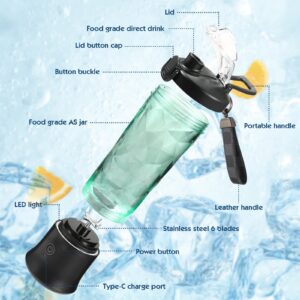 Tianmingwei Portable Blender 20oz USB Rechargeable Cup Juice Lemon Vegetables Fruit Milkshake Smoothie Reamers Bottle Making it Perfect for Indoor, Outdoor, Travel, Sports, or Class