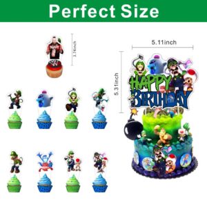 25pcs Luigi Mansion Cake Decorations with 1pcs Cake Topper, 24pcs Cupcake Toppers for Luigi Mansion Birthday Party Supplies