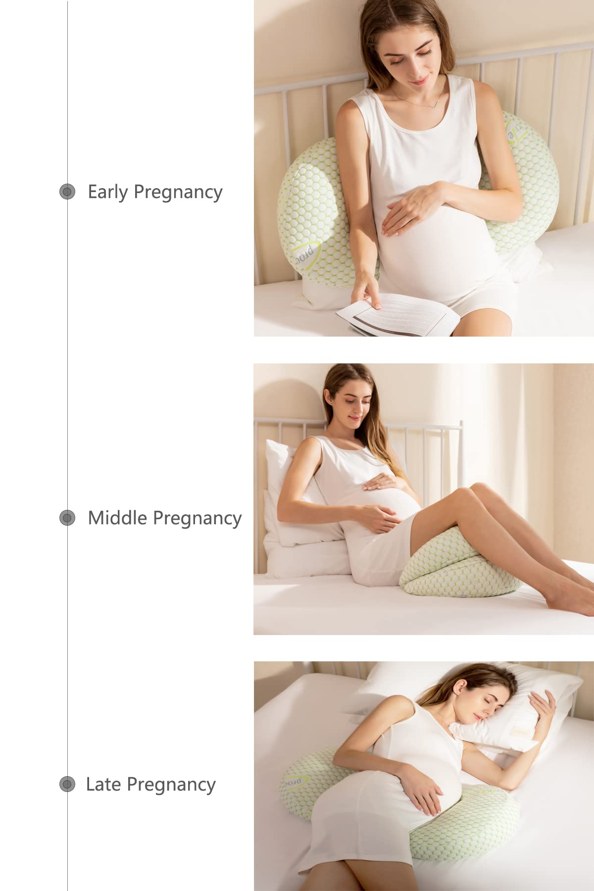 KAILE Pregnancy Pillows for Sleeping, Maternity Pillow for Pregnant Women with Detachable and Adjustable Pillow Cover - Support for Belly, Back, Legs, HIPS