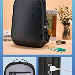 Thykebo High Tech Backpack for Men,Slim Laptop Backpack with USB Charging Port,Waterproof Business Backpack Ideal for Working,Daily