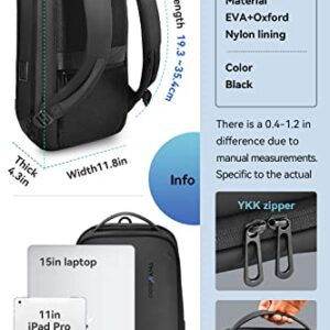 Thykebo High Tech Backpack for Men,Slim Laptop Backpack with USB Charging Port,Waterproof Business Backpack Ideal for Working,Daily