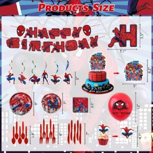 Birthday Party Decorations - 203Pcs Party Favor include Banner Tablecloth Cake Topper Cupcake Topper Ballons Tableware, Birthday Party Supplies