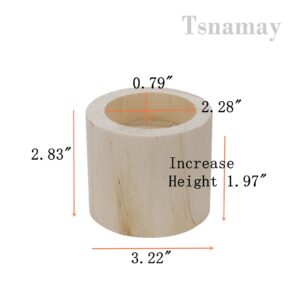 Tsnamay 4Pcs Cylinder Wood Bed Risers Furniture Risers Wooden Solid Original Color for DIY Painting Sofa Couch Chair Table Increase Legs Inner Dia.2.28",Increase Height 1.97 Inches