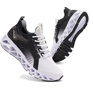 JSLEAP Womens Running Shoes Walking Athletic for Women Casual Slip Fashion Sports Outdoor Shoes,US 9,Black White