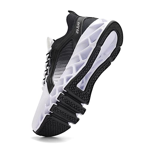 JSLEAP Womens Running Shoes Walking Athletic for Women Casual Slip Fashion Sports Outdoor Shoes,US 9,Black White