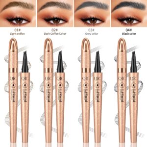 ObiPosay Waterproof Dark Brown Eyebrow Microblading Pen - Four Point Brow Pen for Natural-Looking Eyebrows, Long-Lasting and Smudge-Proof.(Dark Brown/02)