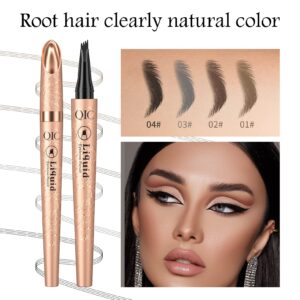 ObiPosay Waterproof Dark Brown Eyebrow Microblading Pen - Four Point Brow Pen for Natural-Looking Eyebrows, Long-Lasting and Smudge-Proof.(Dark Brown/02)