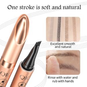 ObiPosay Waterproof Dark Brown Eyebrow Microblading Pen - Four Point Brow Pen for Natural-Looking Eyebrows, Long-Lasting and Smudge-Proof.(Dark Brown/02)