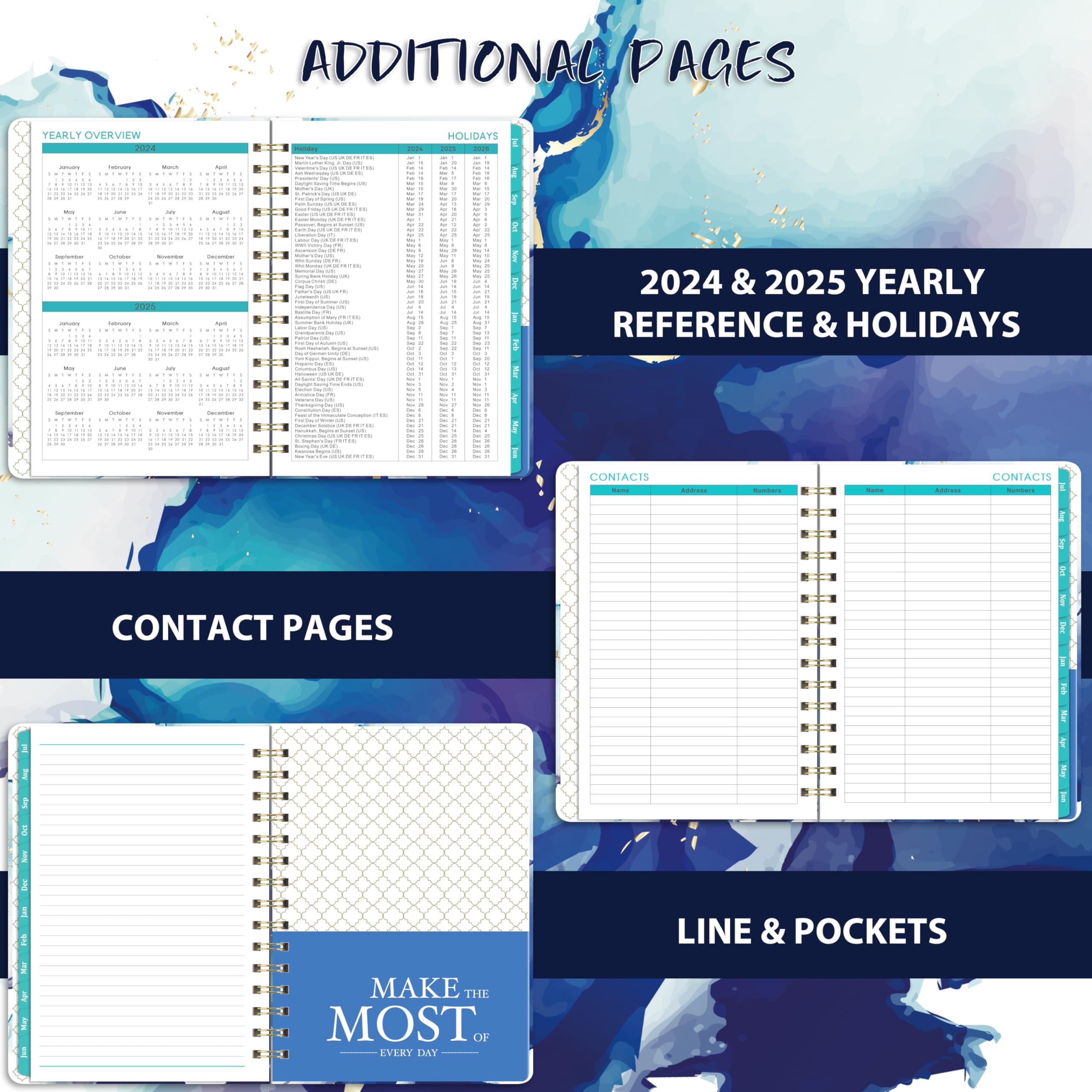 2024-2025 Planner - Academic Planner 2024-2025, Jul.2024 - Jun.2025, 6.3" x 8.4", Planner 2024-2025 Daily Weekly and Monthly, Perfect for Life Organizing - Indigo