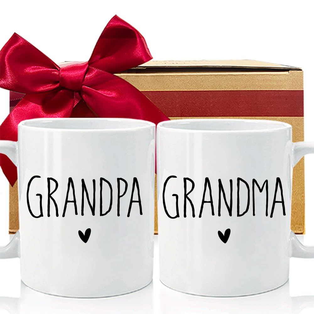 CATABUBU New Grandparents Coffee Mugs Set, Promoted to Be Grandparents Mug, Pregnancy Reveal Announcement, Baby Shower Gifts for Grandparents, Baby Reveal Surprise Publicity-7