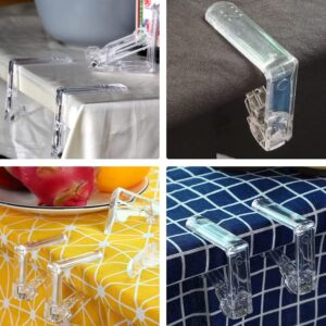 DHYLRICHER 12 Pieces Transparent Clear Tablecloth Clips Plastic Table Cloth Clips Table Clips for tablecloths，Tablecloth Holders Clips for Home Picnic Indoor and Outdoor Party Tablecloth Fix