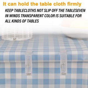 DHYLRICHER 12 Pieces Transparent Clear Tablecloth Clips Plastic Table Cloth Clips Table Clips for tablecloths，Tablecloth Holders Clips for Home Picnic Indoor and Outdoor Party Tablecloth Fix