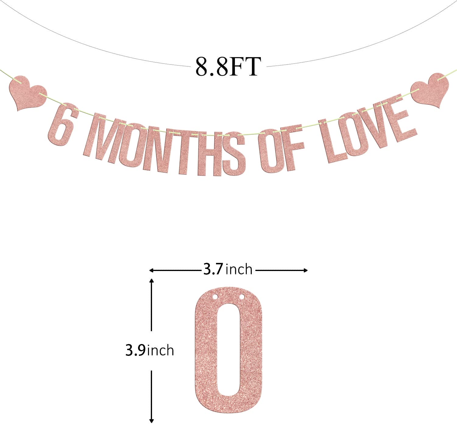 6 Months of Love Banner, Half Way to One Banner, Happy 6 Month, Half Birthday Decorations, 1/2 Birthday Baby Shower Party, First Birthday Party Supplies Rose Gold Glitter