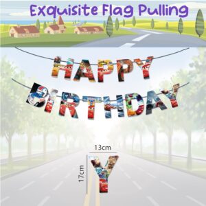 Lnkdeya Race Cars Birthday Party Decoration-144Pcs Racing Cars Checked Balloon Garland Kit Cars Banner Racing Backdrop Tablecloth