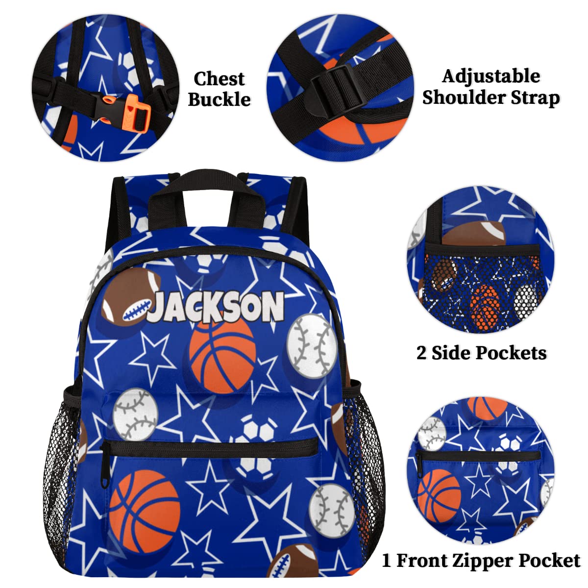 RIRIX Personalized Toddler Kids Backpack, Custom Mini Backpacks for Preschool, Schoolbag for Boys Girls Basketball Baseball