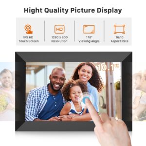 FANGOR 10.1 Inch WiFi Digital Picture Frame 1280x800 HD IPS Touch Screen, Electronic Smart Photo Frame with 32GB Storage, Auto-Rotate, Instantly Share Photos/Videos via Uhale App from Anywhere 4 Pack