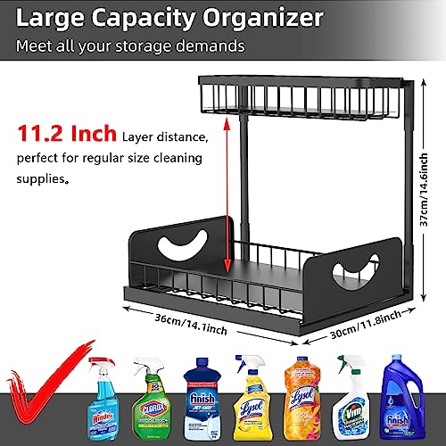 YEPATER Under Sink Organizer, Large Size 2 Tier Under Sink Organizers and Storage, Pull-Out Cabinet Organizer, Drawer Pantry Shelf for Kitchen, Living Room, Bathroom, Home