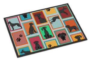 caroline's treasures mlm1156mat lots of black great dane doormat 18x27 front door mat indoor outdoor rugs for entryway, non slip washable low pile, 18h x 27w