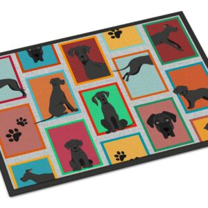 Caroline's Treasures MLM1156MAT Lots of Black Great Dane Doormat 18x27 Front Door Mat Indoor Outdoor Rugs for Entryway, Non Slip Washable Low Pile, 18H X 27W