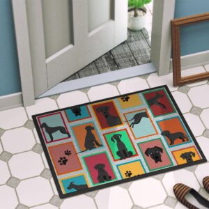 Caroline's Treasures MLM1156MAT Lots of Black Great Dane Doormat 18x27 Front Door Mat Indoor Outdoor Rugs for Entryway, Non Slip Washable Low Pile, 18H X 27W