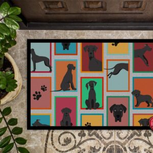 Caroline's Treasures MLM1156MAT Lots of Black Great Dane Doormat 18x27 Front Door Mat Indoor Outdoor Rugs for Entryway, Non Slip Washable Low Pile, 18H X 27W