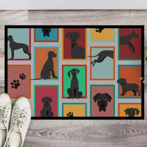 Caroline's Treasures MLM1156MAT Lots of Black Great Dane Doormat 18x27 Front Door Mat Indoor Outdoor Rugs for Entryway, Non Slip Washable Low Pile, 18H X 27W