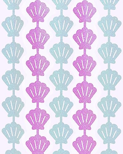 xo, Fetti Party Mermaid Shell Foil Curtain - Set of 2 | Mermaid Birthday Party Supplies, Under The Sea Decorations, Let's Shellabrate, Sea Creatures Favors, Ocean Animal