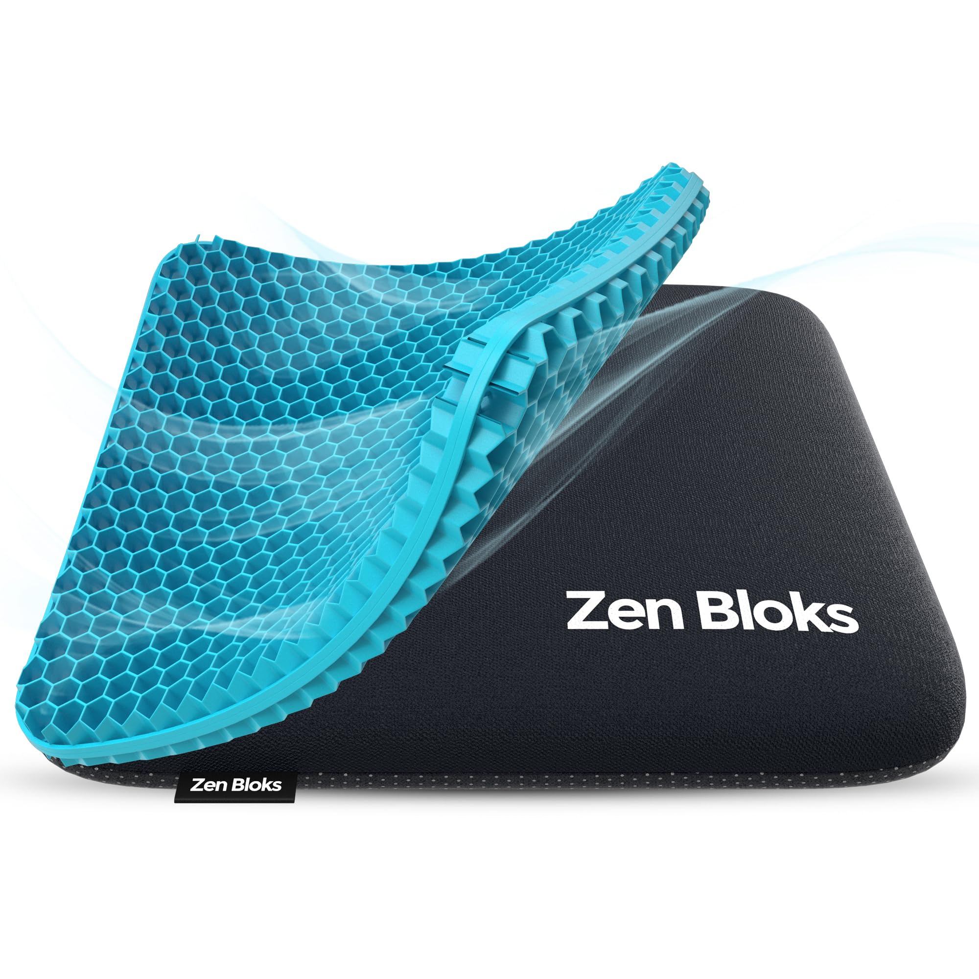 Zen Bloks XL Extra Thick Gel Seat Cushion for Pressure Relief, Tailbone, Sciatica, Coccyx, and Hip Pain Relief - Non-Slip for Wheelchairs, Office Chairs, Car Seat for Driving (20"x20"x2")