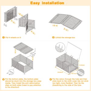 【Upgraded】Toy Box Storage with Wheels,70L Large Capacity Toy Storage Organizer,Multi-Function Storage Bins with Lids Made of Robust Metal,Foldable and Easy to Assemble,Toy Box for Girls Boys