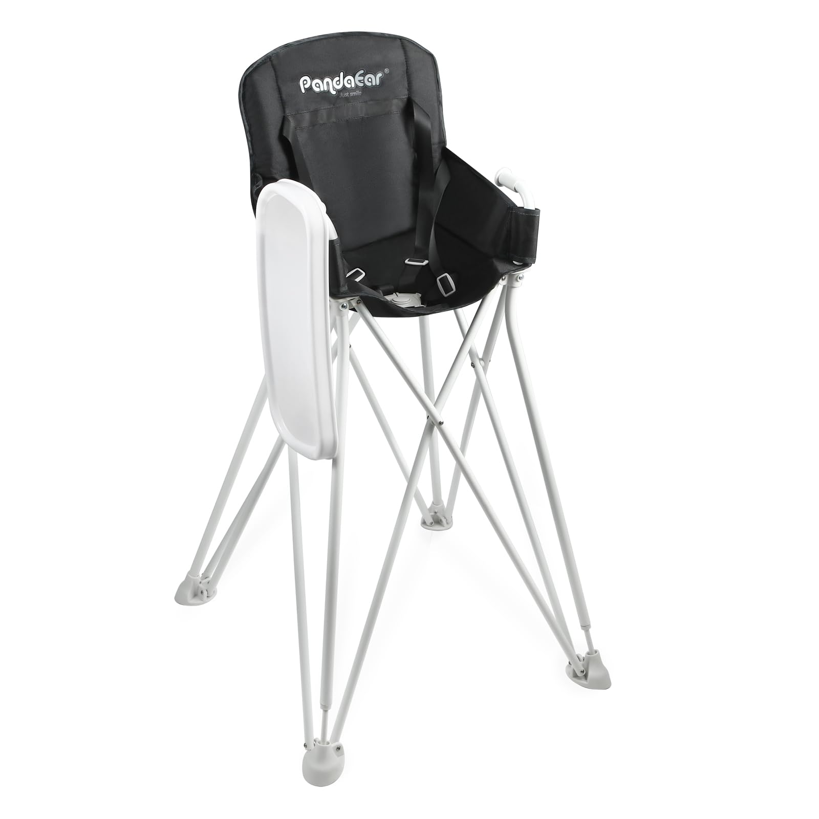 PandaEar Portable High Chair for Babies and Toddlers, Foldable HighChair with Tray, Baby Travel Dining Chair for Indoor & Outdoor -Black