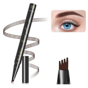 eyebrow pencil dark brown, waterproof microblade eyebrow pen 4 fork tip pencil,smudge proof brow pen long lasting lift & snatch liquid brow eyebrow marker pen that looks like hair