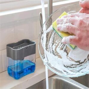 Soap Pump Dispenser Soap Dispenser Pump with Sponge Manual Press Liquid Dispenser Container Manual Press Soap Organizer Kitchen Tools Bottles Dispenser (Color : 1)