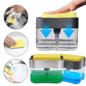 Soap Pump Dispenser Soap Dispenser Pump with Sponge Manual Press Liquid Dispenser Container Manual Press Soap Organizer Kitchen Tools Bottles Dispenser (Color : 1)