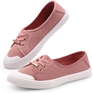 harvest land womens canvas low top sneakers slip on shoes for women fashion walking sneakers pink8.5