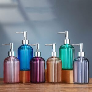 Soap Pump Dispenser 400ml Refillable Glass Soap Dispenser for Bathroom Countertop Kitchen Room，Empty Liquid Soap Dispenser Bottle, Home Hotel Bathroom Accessories Bottles Dispenser (Color : L)