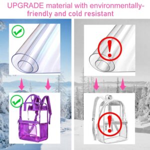 FTJCF 3PCS Clear Backpack, Stadium Approved Transparent Bookbag for Men Women, Heavy Duty PVC See Through Backpack Set