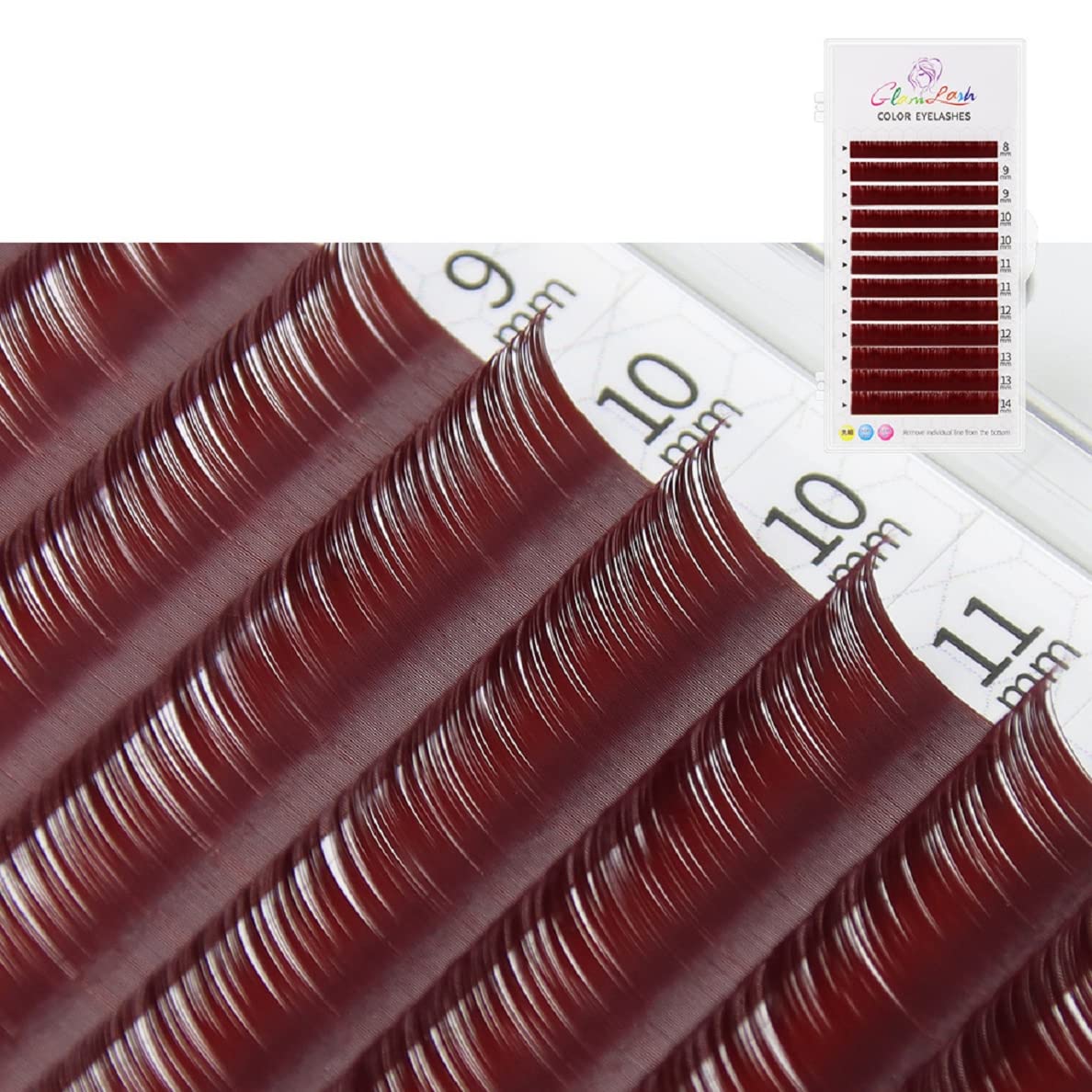 YABINA Colored Lash Extensions D Curl 0.07 Lavender Purple Coffee Cinnamon Different Color Lashes Extension Pop Hot Colorful Classic Single Individual Eyelash Extensions (Wine Red)