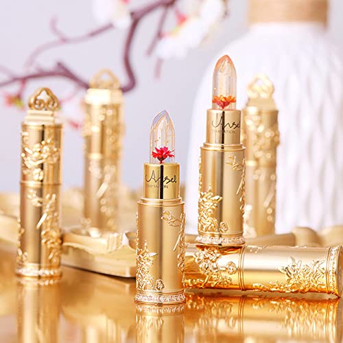 LuckNest Flower Jelly Lipstick Set Temperature Change Moisturizer Long Lasting Nutritious Balm Magic Color Change Lip Gloss (#3)