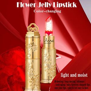 LuckNest Flower Jelly Lipstick Set Temperature Change Moisturizer Long Lasting Nutritious Balm Magic Color Change Lip Gloss (#3)