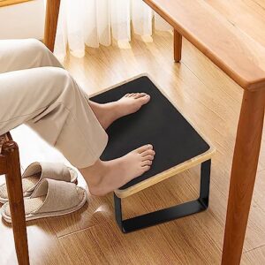 Foot Rest for Under Desk at Work, New Upgrade Wooden with Metal Ergonomic Foot Stools with Non-Slip Rubber Stepping Surface, Office Footstools Under Desk Pressure Relief, Matte Black Thicken Footrest