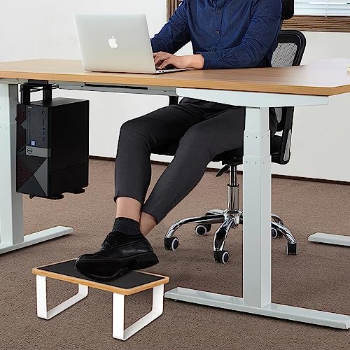 Foot Rest for Under Desk at Work, New Upgrade Wooden with Metal Ergonomic Foot Stools with Non-Slip Rubber Stepping Surface, Office Footstools Under Desk Pressure Relief, Matte Black Thicken Footrest