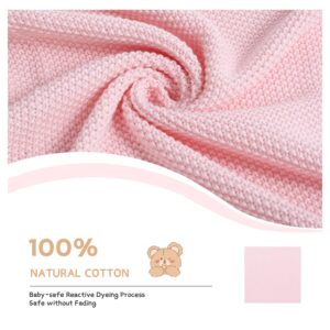 TRENDSTITCH 100% Cotton Baby Blanket Knit Soft Warm Lace Toddler Newborn Nursery Blanket,30 x 40 Inches, Light Pink