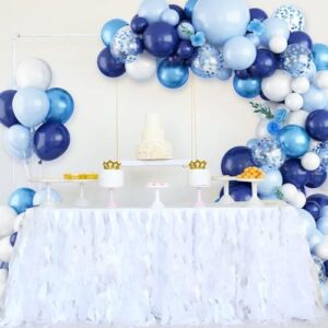 Blue Balloons Arch Garland Kit, Navy Blue and White Balloon Arch Kit with Chrome Blue Baby Light Blue Confetti Balloons, Different Size Blue Balloon for Baby Shower Wedding Birthday Party Decoration