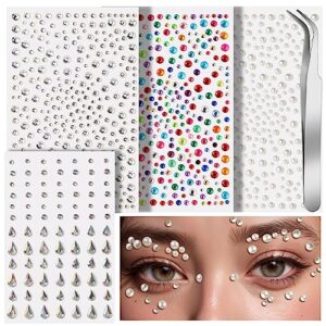 teenitor self adhesive face gems and pearls for makeup, festival jewels, hair gems, rhinestone stickers for face, eye, makeup, nail, body, crafts