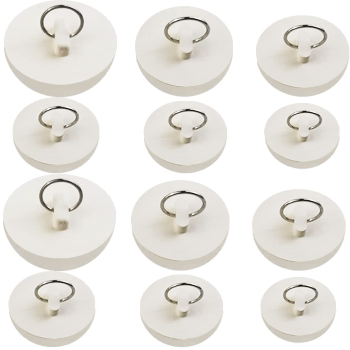 NSBELL 12PCS Rubber Sink Stopper, Drain Stopper Bath Tub Stopper with Pull Ring, Kitchen Drain Plug Sink Plug, Bathroom Bath Plugs, 6 Sizes